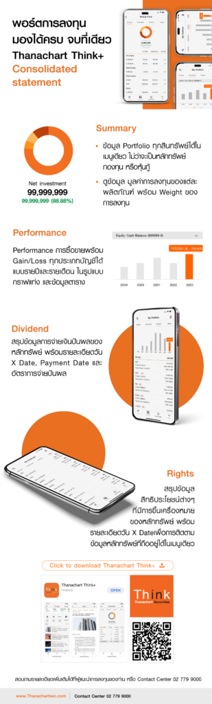 “พอร์ตการลงทุน มองได้ครบ จบที่เดียว”Thanachart Think+ consolidated statement